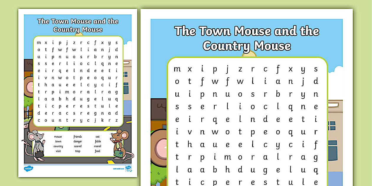 The Town Mouse and the Country Mouse Wordsearch - wordsearch