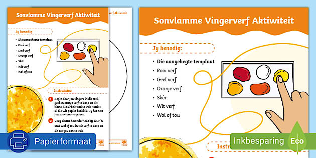 Sonvlamme Vingerverf Aktiwiteit (Teacher-Made) - Twinkl