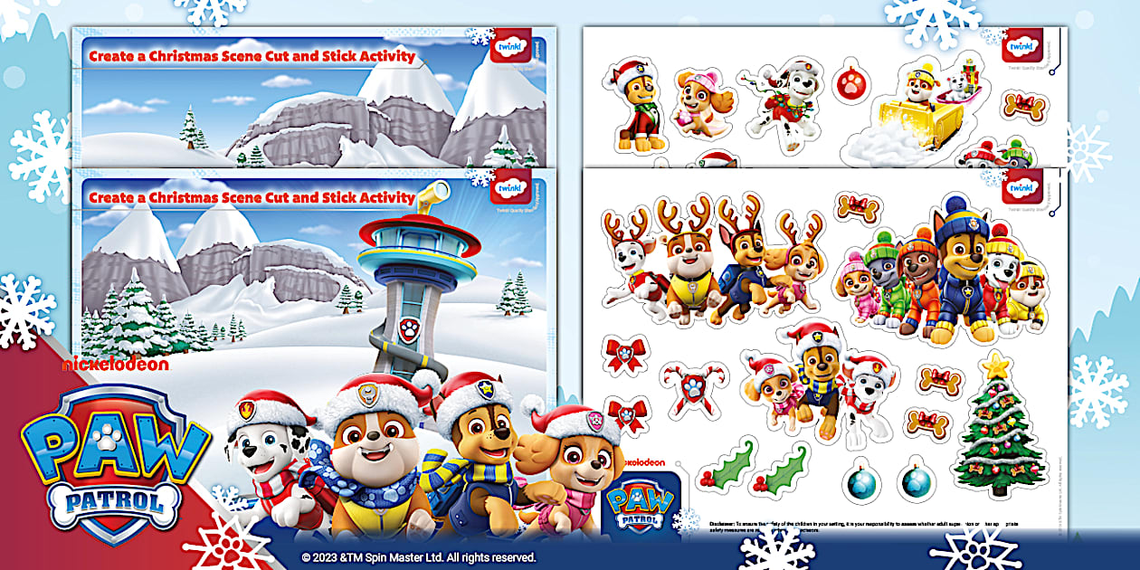 FREE PAW Patrol: Create a Christmas Scene Cut and Stick