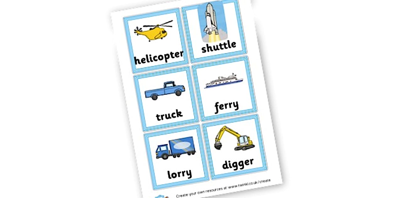 Vehicles Word Cards (teacher made) - Twinkl