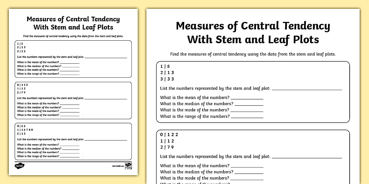 Finding Measures Central Tendency With Stem and Leaf Plots