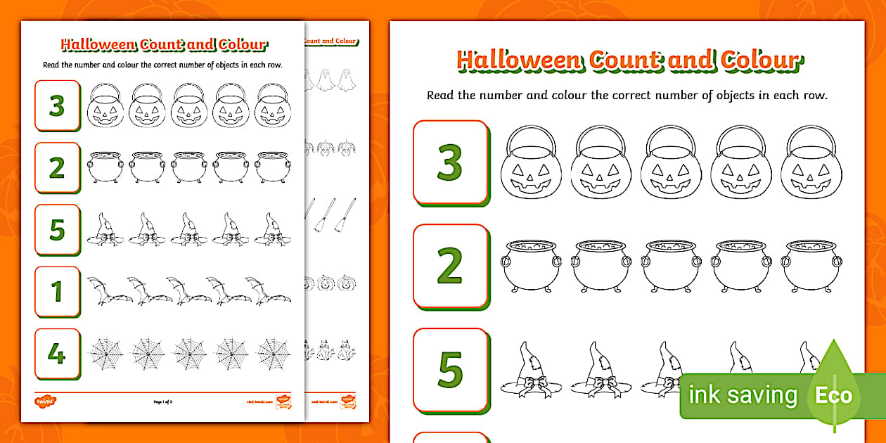 Halloween Count and Colour to 10 Activity Sheet - Twinkl