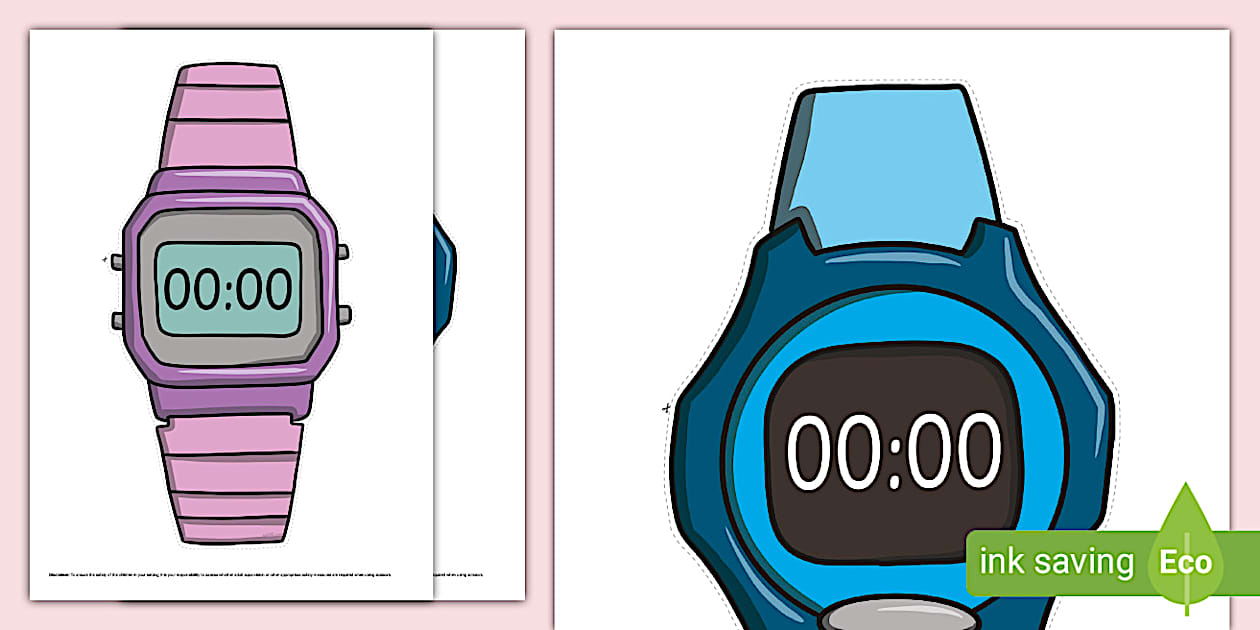 Digital Watch Cut-Out (teacher made) - Twinkl