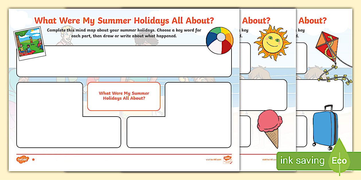 Back to School Summer Holidays Mind Map Worksheet - Twinkl