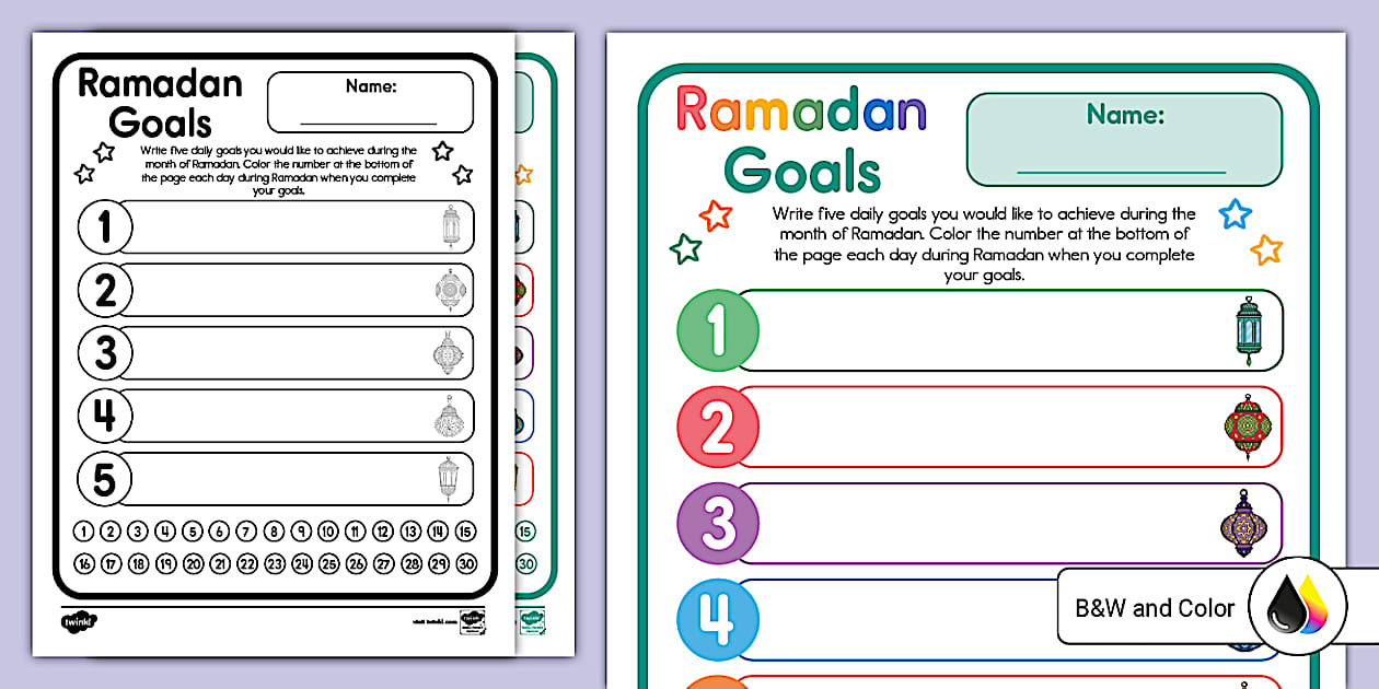 Ramadan Goals Worksheet (Teacher-Made) - Twinkl