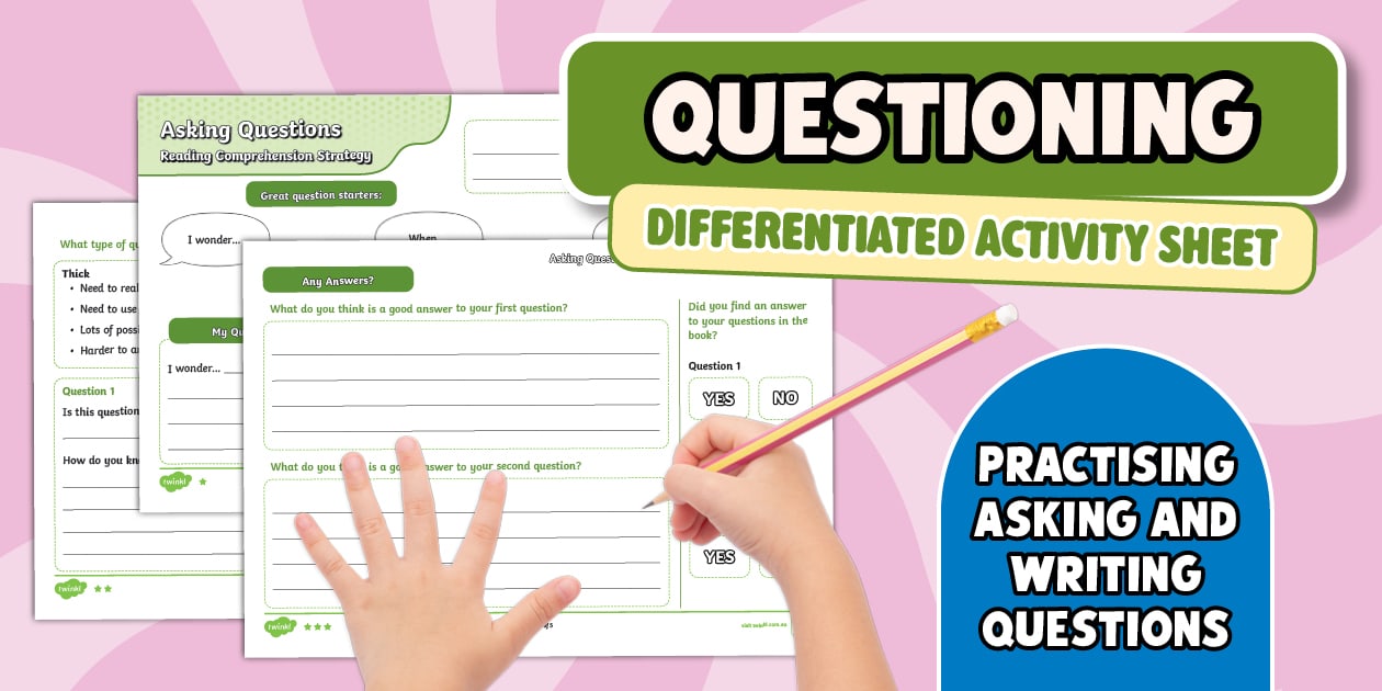 Questioning Reading Strategy Differentiated Sheet