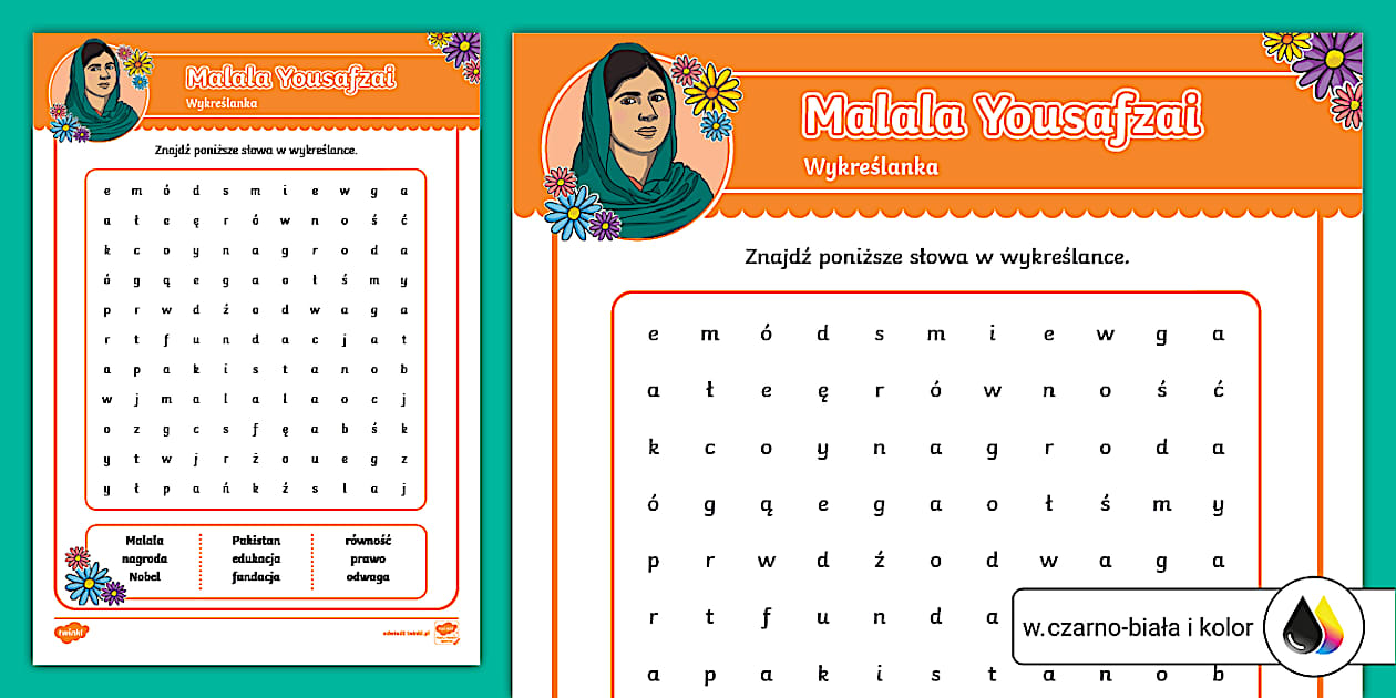 Malala Yousafzai | Wykreślanka | Pionierki - Twinkl