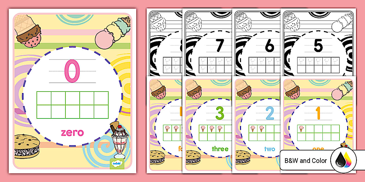 Ice Cream Theme Numbers 0-20 Posters (teacher made) - Twinkl