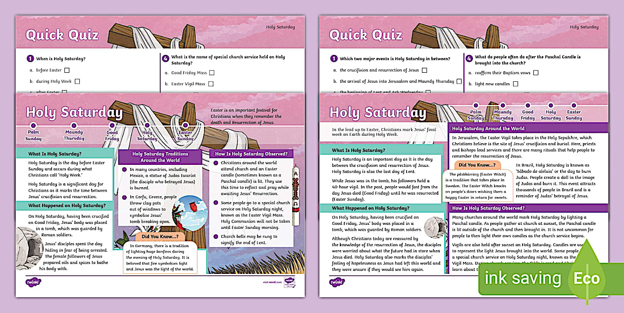 Holy Saturday Fact File (l'enseignant a fait) - Twinkl