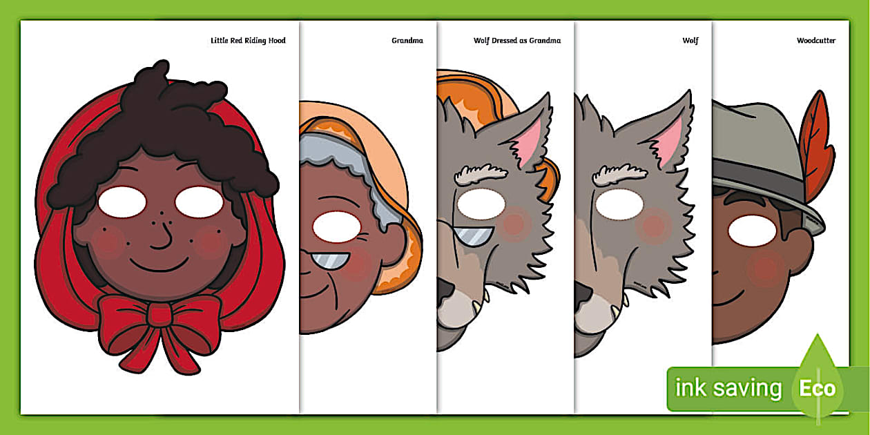 Little Red Riding Hood Story Role-Play Masks | Twinkl