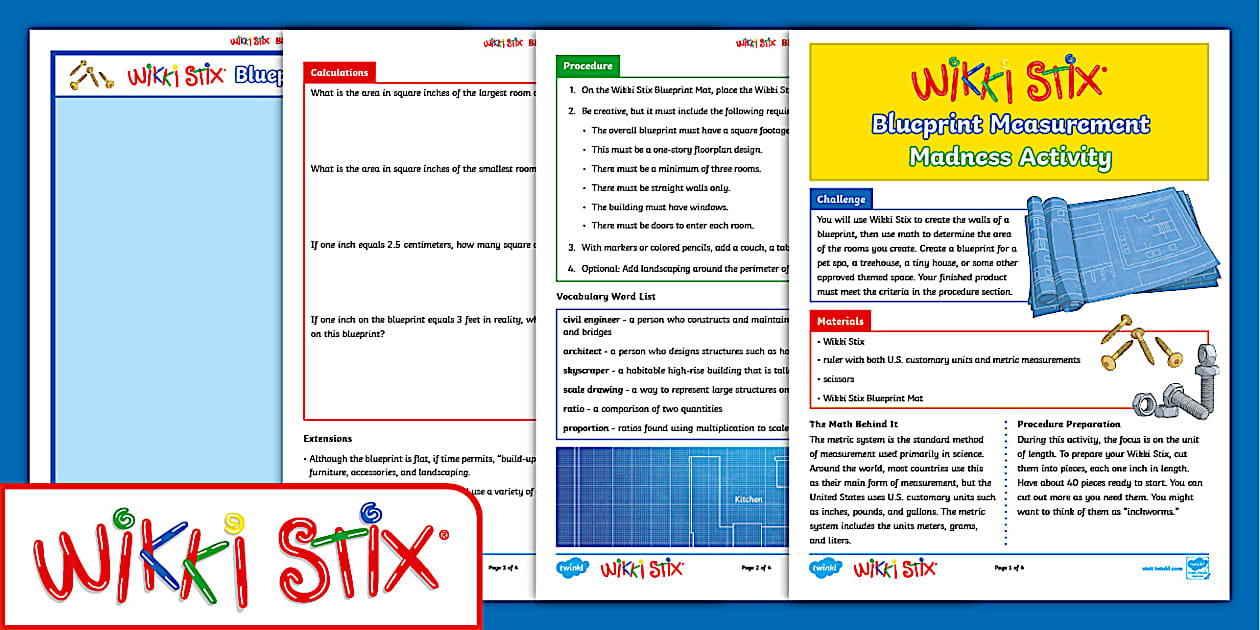 FREE! - Wikki Stix Blueprint Measurement Madness Activity