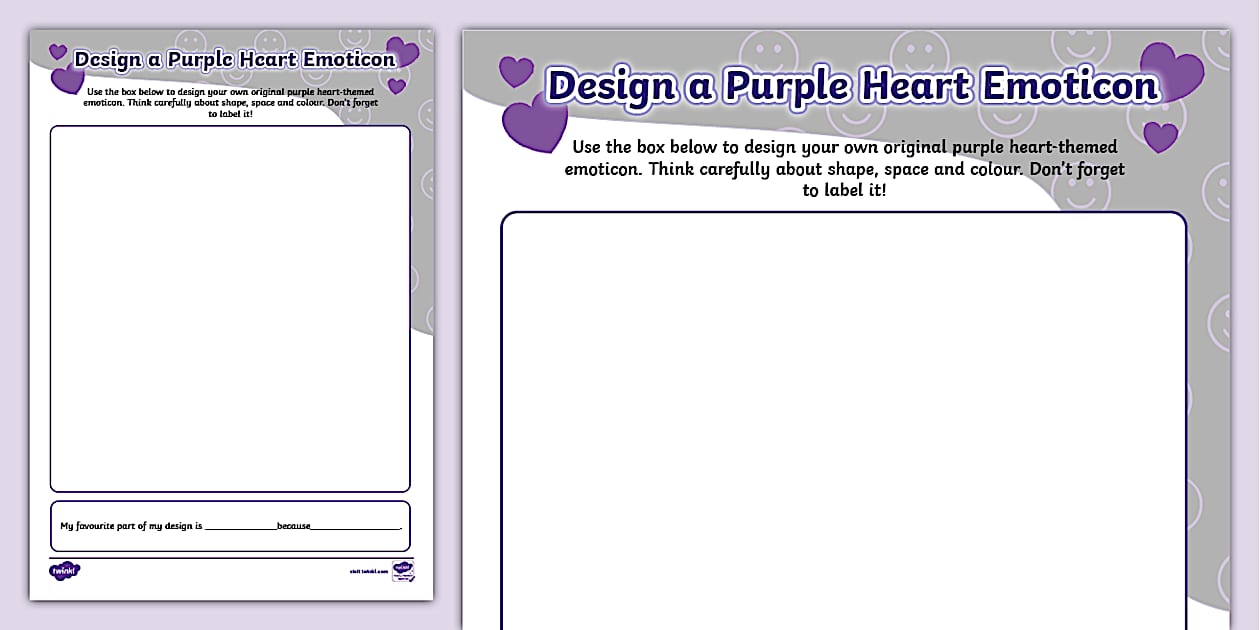 Design Your Own Purple Heart Emoticon Activity - Twinkl
