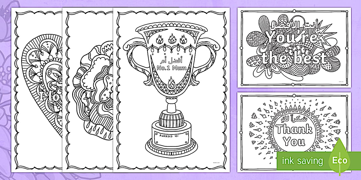 Mother's Day Mindfulness Colouring Cards English/Arabic