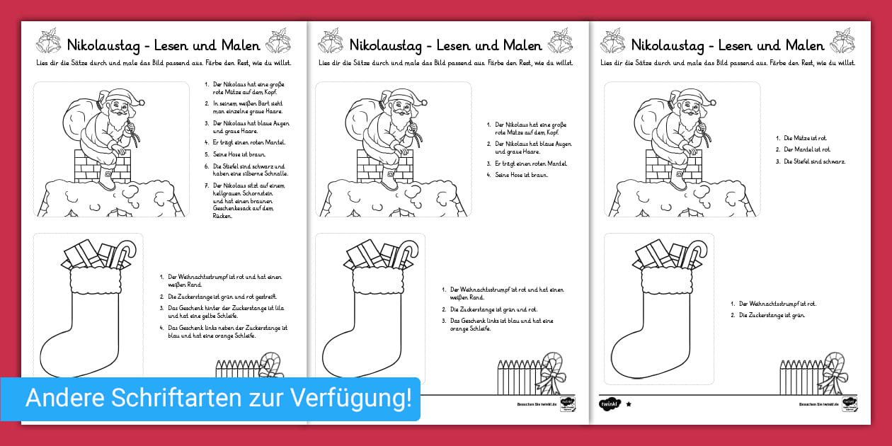 Nikolaustag - Lesen und Malen (teacher made) - Twinkl