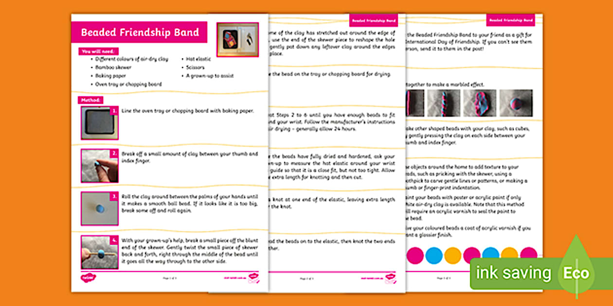 Beaded Friendship Band Craft Activity (Teacher-Made)