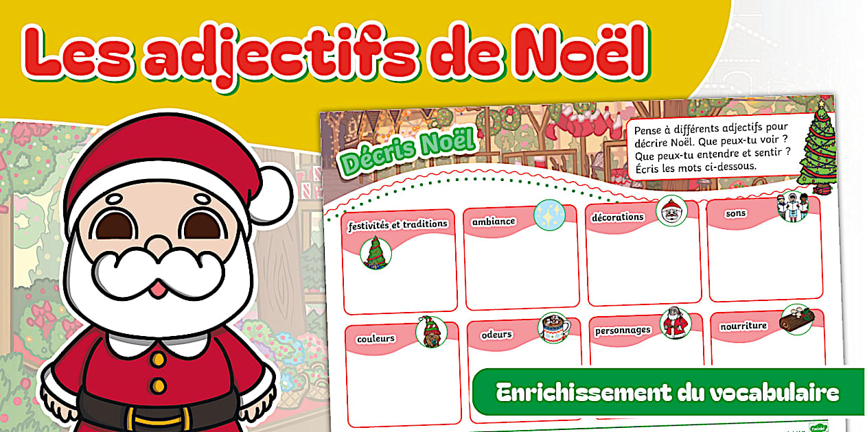 Feuille de travail : Les adjectifs de Noël