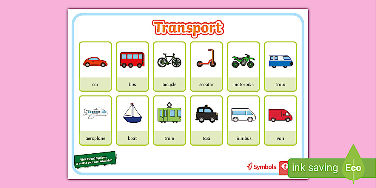 Twinkl Symbols: Transport AAC Mat (teacher made) - Twinkl