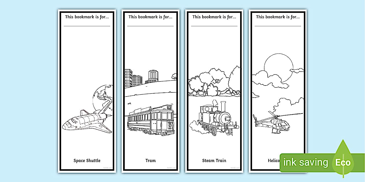 Transportation Bookmarks to Colour | Twinkl Reading Tools