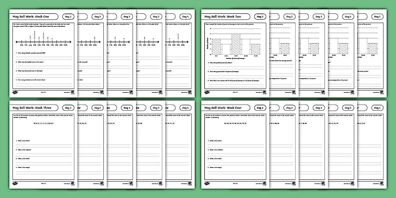 Sixth Grade Math May Bell Work Bundle (teacher made)