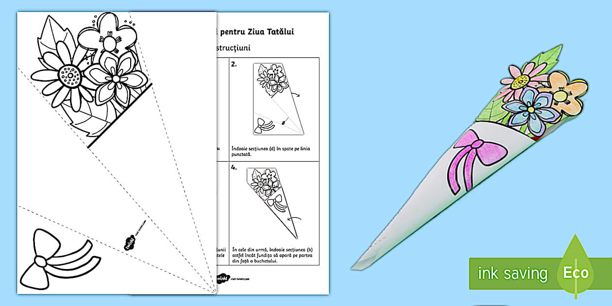 Buchet de flori pentru Ziua tatălui - Activitate de colorat