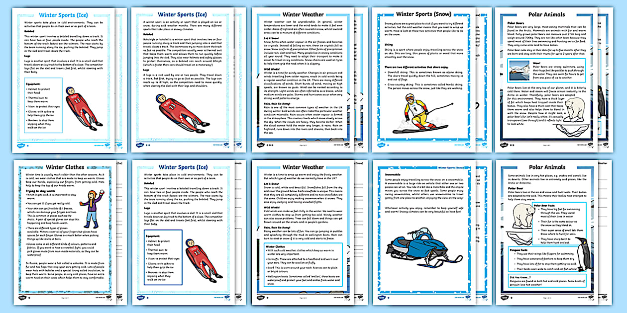 KS1 Winter Themed Differentiated Reading Comprehension Resource Pack