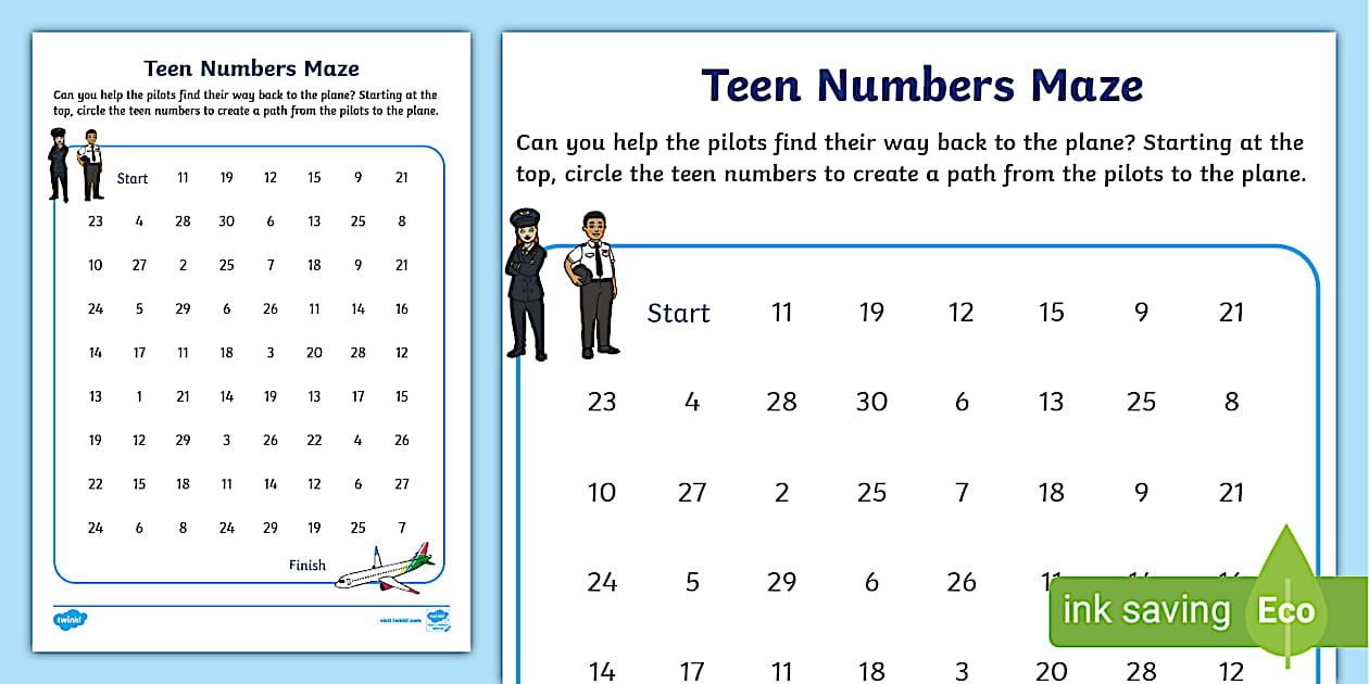👉 Teen Numbers Maze (teacher made) - Twinkl