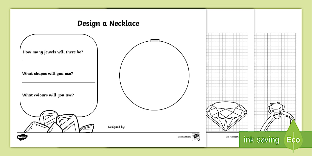 Jewellery Shop Role Play Jewellery Design Sheets - Twinkl