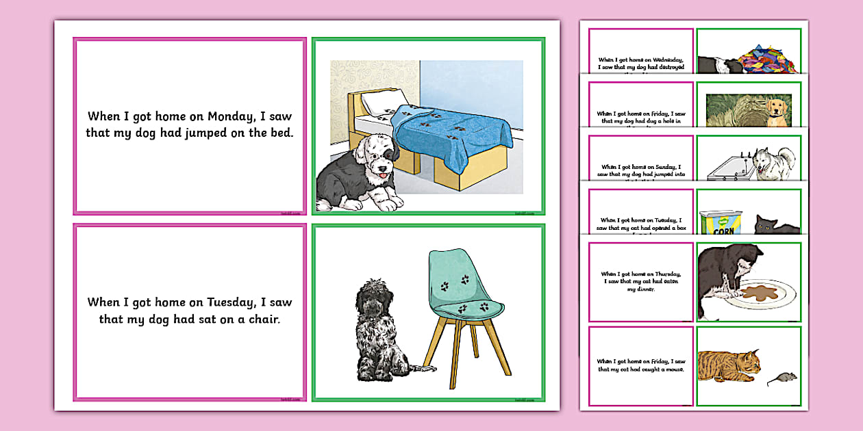 Past Perfect Picture Scenes and Matching Cards - Twinkl