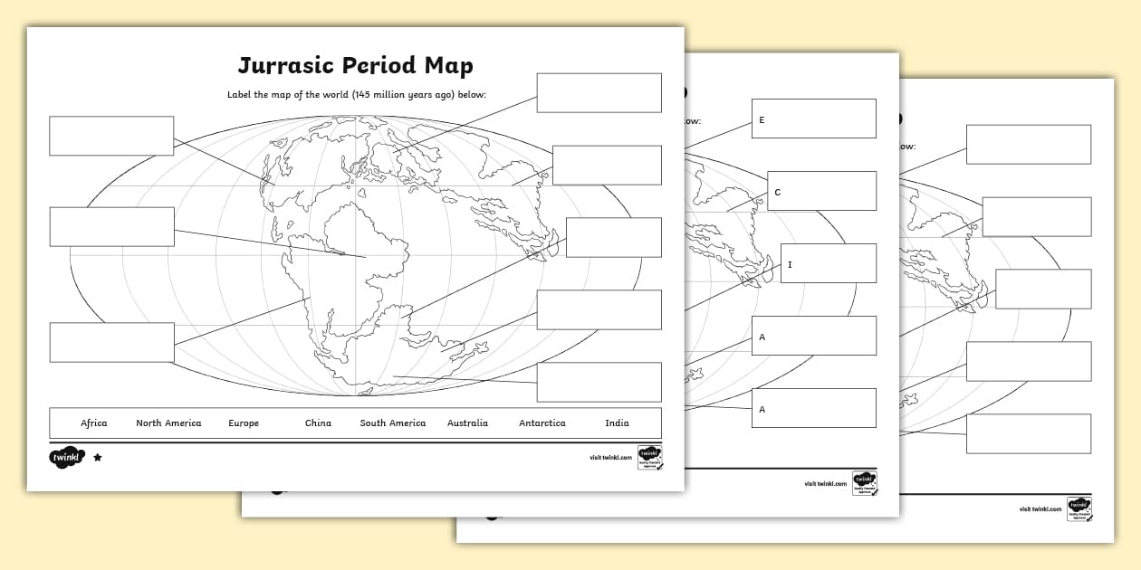 Jurassic Period Map Activity (teacher made) - Twinkl