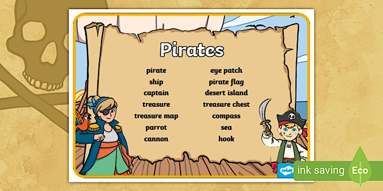 Pirates Word Mat (teacher made) - Twinkl