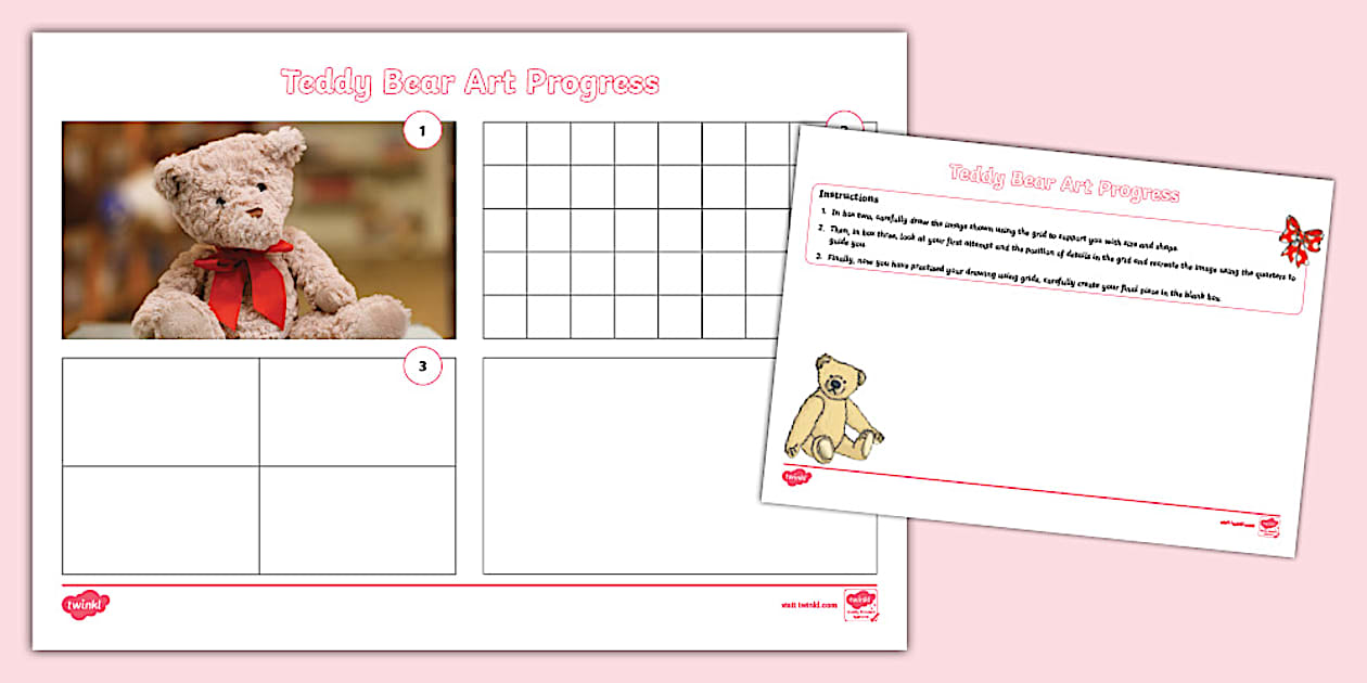 Teddy Bear Art Progress Template (profesor hizo) - Twinkl
