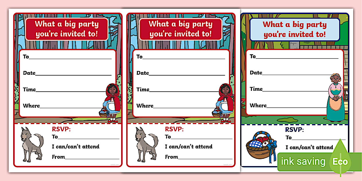 Red Riding Hood Party Invitations | Twinkl | Party | KS1