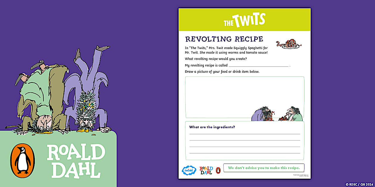 FREE The Twits: Revolting Recipe Worksheet (teacher made)