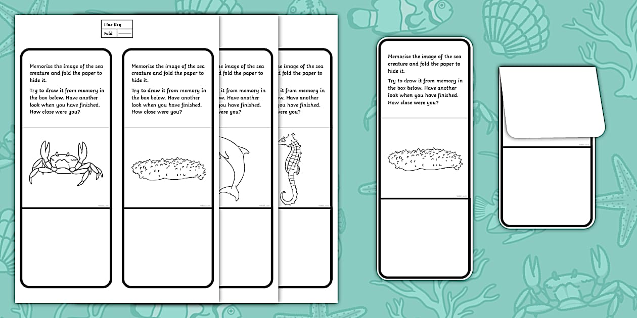 Sea Creatures Draw From Memory Worksheet (teacher made)