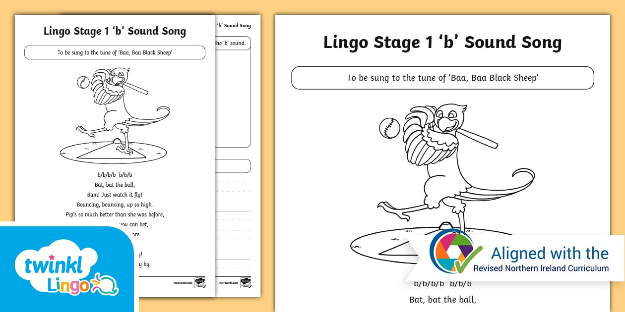 Lingo Stage 1 'b' Sound Song Activity Sheets (Teacher-Made)