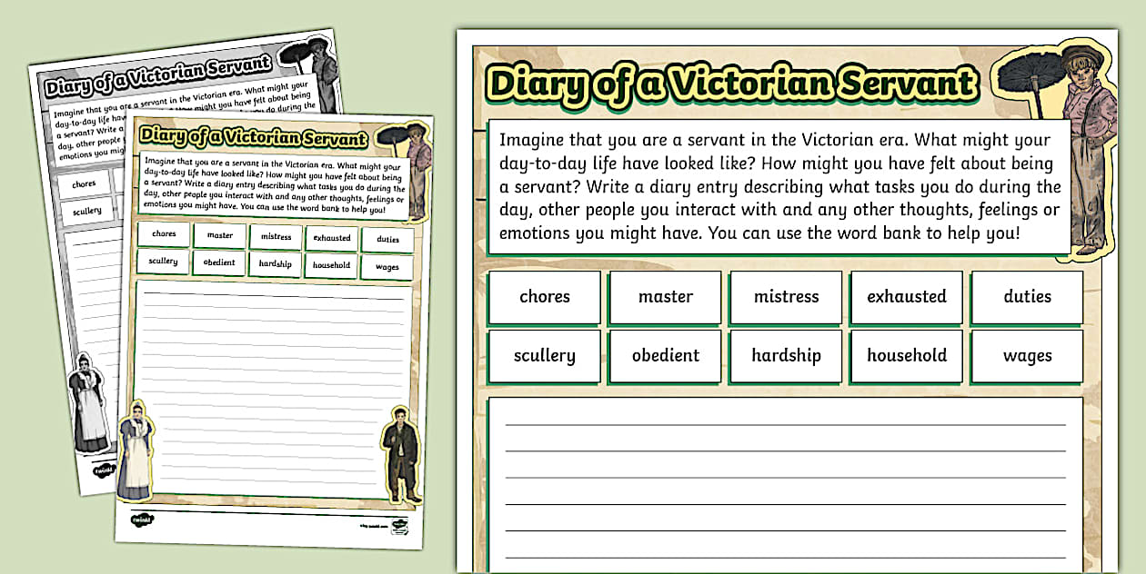 Diary of a Victorian Servant Writing Template