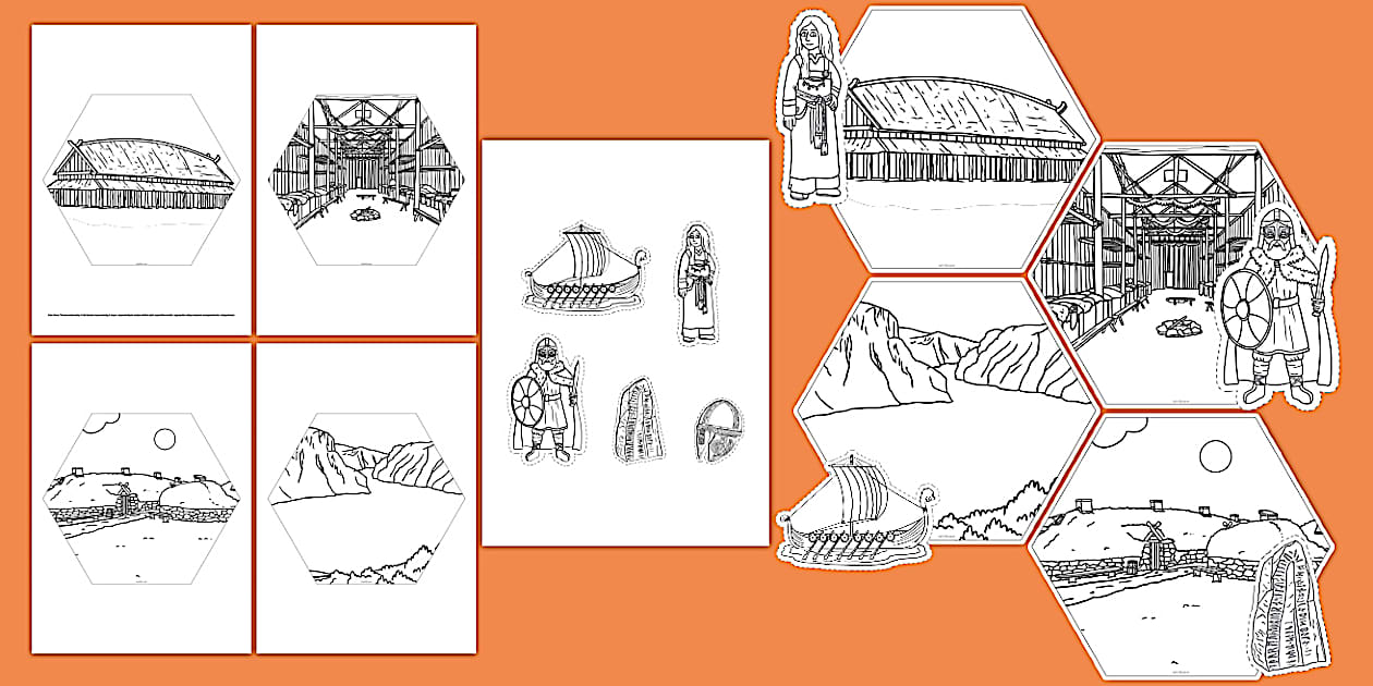 Vikings Hexagon Display Colouring Activity (teacher made)