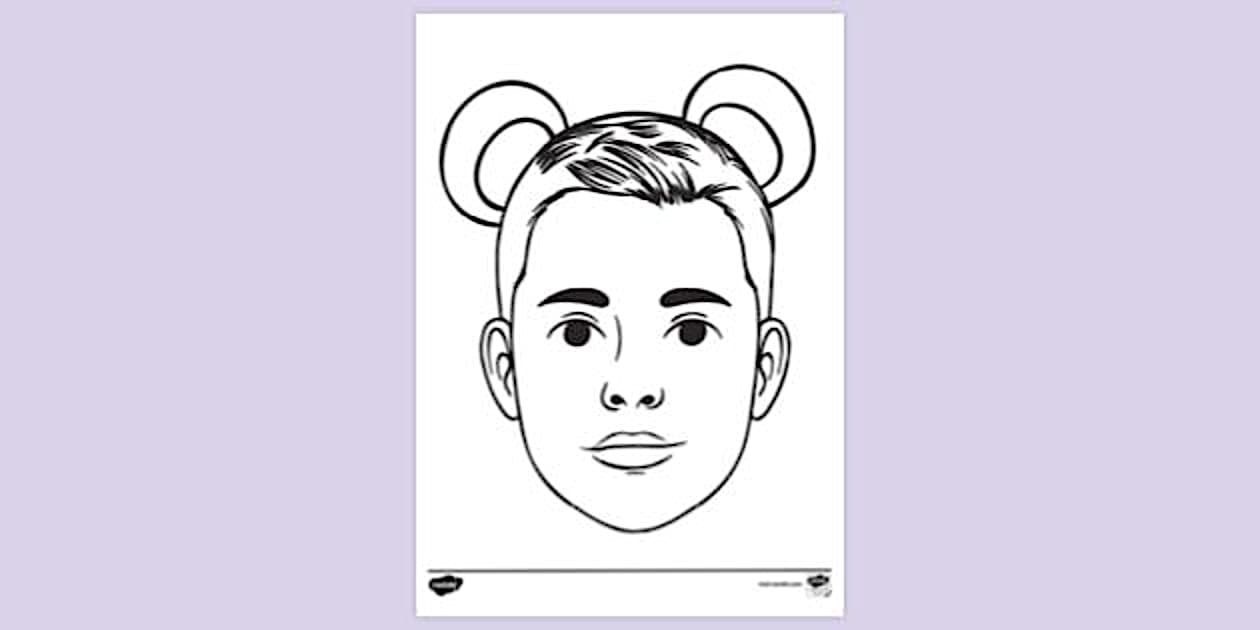 Child Wearing Bear Ears Colouring | Colouring Sheets