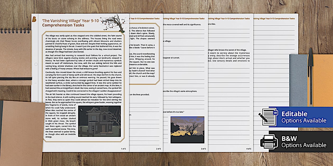 'The Vanishing Village' Year 9-10 Comprehension Tasks