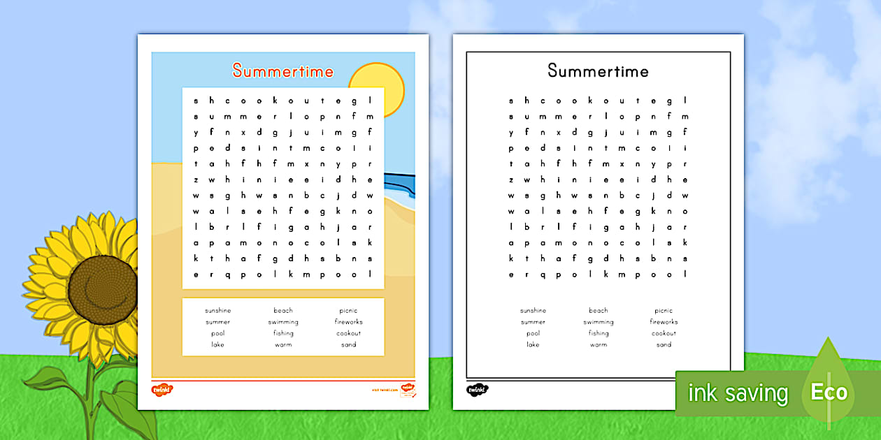 Easy Summer Word Search Printable | Puzzle Activity For Kids