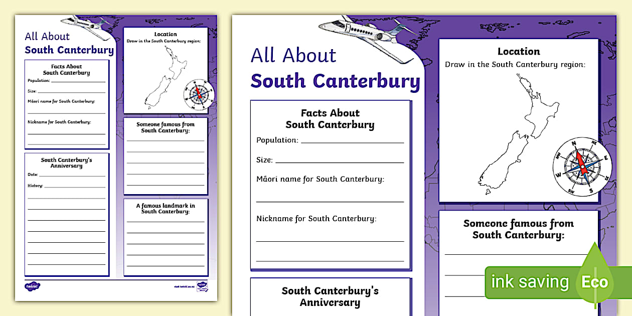 Editable All About Canterbury South Writing Frame - Twinkl