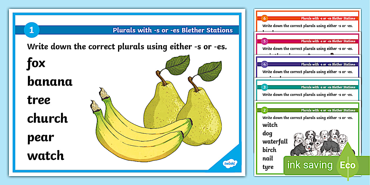 Plurals with -s or -es Blether Stations (teacher made)
