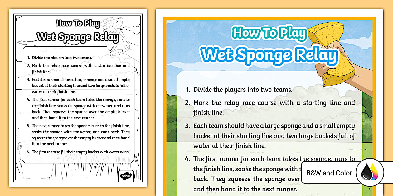 Wet Sponge Relay Race Poster | Summer Activity | Twinkl USA