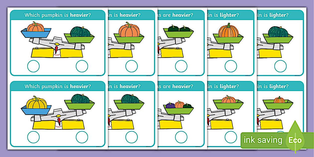 👉 Heavier or Lighter Pumpkin Peg Cards | Twinkl - Twinkl