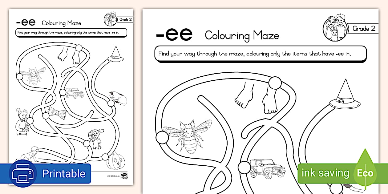 Grade 2 Phonics: Colouring Maze -ee (teacher made) - Twinkl