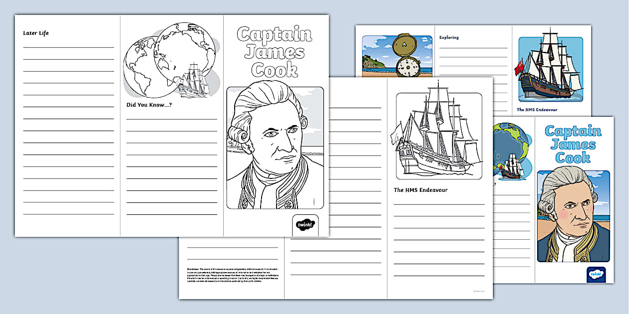 Captain James Cook Leaflet Template (teacher made) - Twinkl
