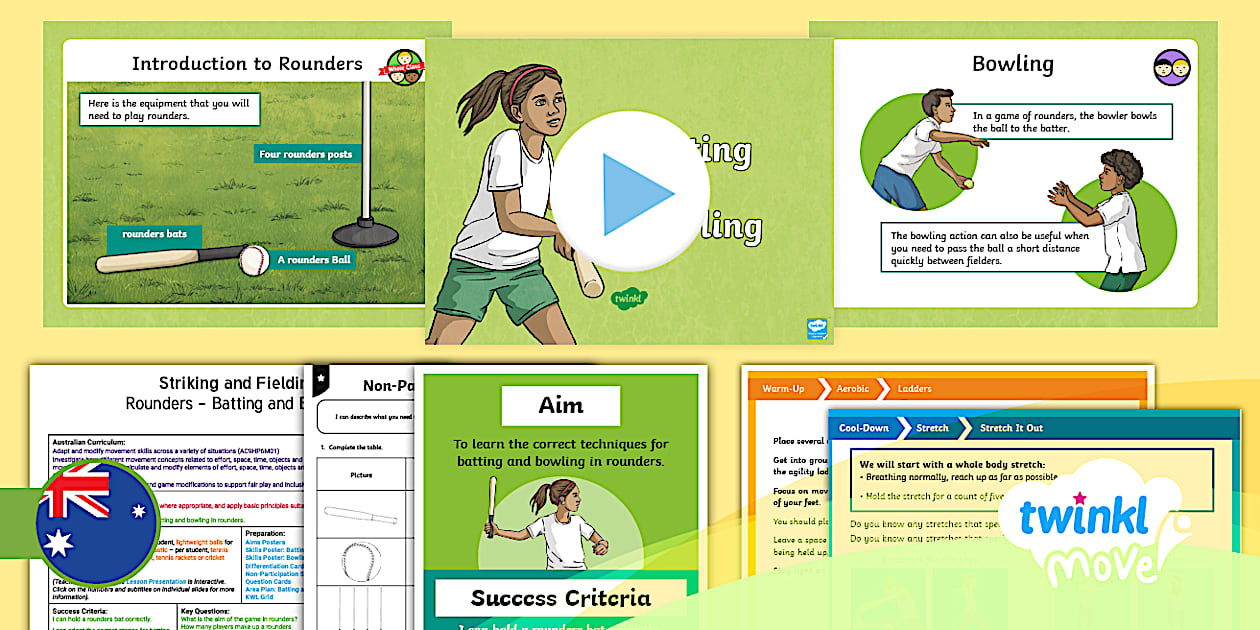 Move Striking and Fielding: Rounders L1: Batting and Bowling