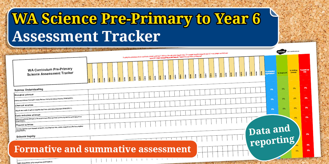 WA Science Assessment Tracker for Pre-Primary to Year 6