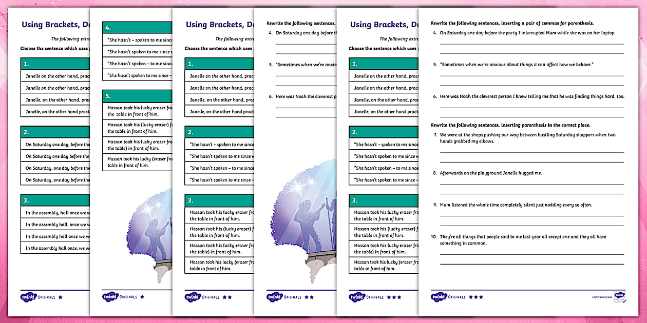 KS2 Using Parenthesis Differentiated Worksheets - Twinkl