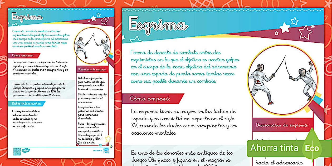 Hoja informativa: Esgrima - Deportes olímpicos - Twinkl